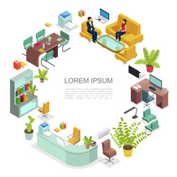 Isometric office workplace icon set Royalty Free Vector