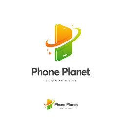 Phone planet logo designs mobile planet logo Vector Image