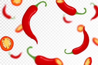 Falling chili pepper isolated on transparent Vector Image