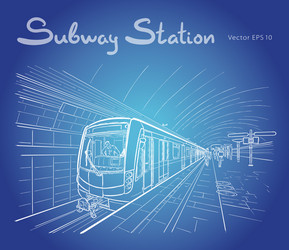 Hand drawn sketch subway station Royalty Free Vector Image