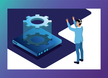 Virtual reality and friends cartoons Royalty Free Vector