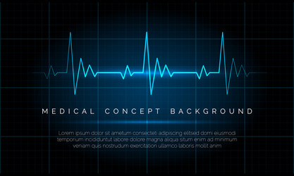 Heart rhythm ekg on blue background Royalty Free Vector