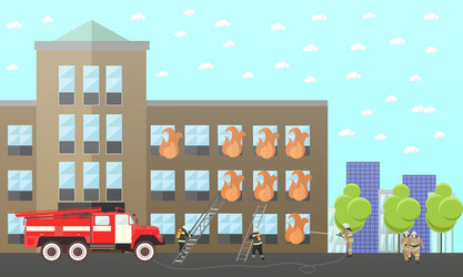 Fire fighting department banner station Royalty Free Vector