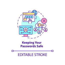 Keeping your passwords safe turquoise concept icon