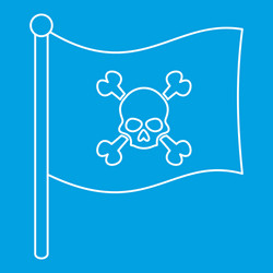 Pirate flag icon outline style Royalty Free Vector Image