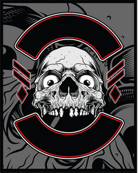 Hand drawn of cool skull head design Royalty Free Vector