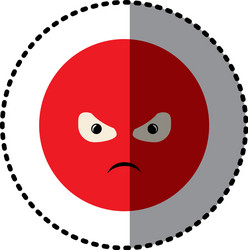 Colorful emoticon furious face expression Vector Image