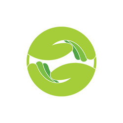 Two helping hand gradient design team work symbol Vector Image