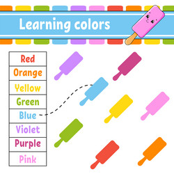 Learning colors education developing worksheet Vector Image