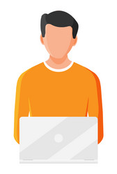 Young man holding a banner with hashtag stay home Vector Image