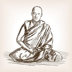 Shaolin Monk Meditating Drawing