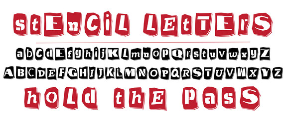 Ransom collage style stencil black and red letters