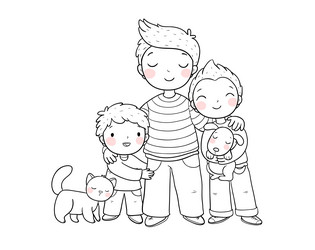 Dad and sons three brothers three friends Vector Image