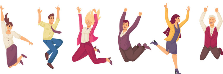 Happy jumping office peopl office workers Vector Image