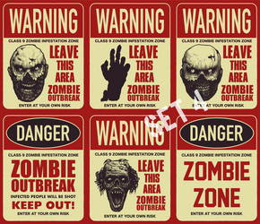 Poster zombie outbreak sign board Royalty Free Vector Image