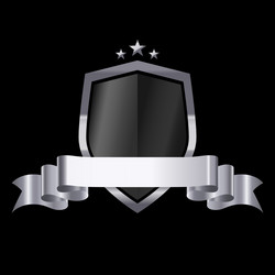 Silver shield with laurel wreath crown and ribbon Vector Image