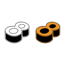 Isometric number 8 doodle on white background Vector Image