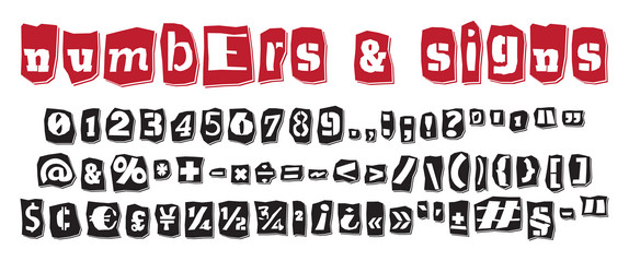 Ransom collage style stencil black and red letters