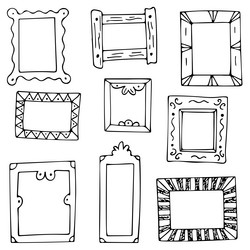 Set of hand drawn doodle frames squares borders Vector Image