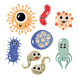 Set of microbes from different form and types Vector Image