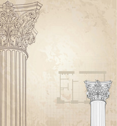 Classic columns background roman engraving Vector Image