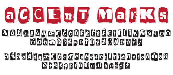 Ransom collage style stencil black and red letters