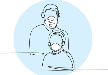 One continuous line drawing of father and son Vector Image