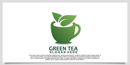 Green tea logo design unique concept Royalty Free Vector