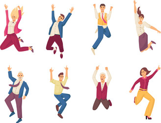 Happy jumping office peopl office workers Vector Image
