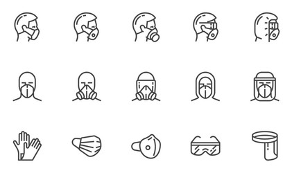 Personal protective equipment line icons Vector Image