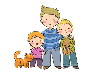 Dad and sons three brothers three friends Vector Image