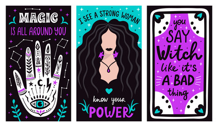 Witch magic lettering set Royalty Free Vector Image