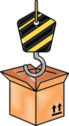 Packing box carton with crane hook Royalty Free Vector Image