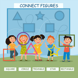 Children with math shape Royalty Free Vector Image