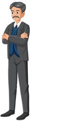 Middle-aged man wearing suit cartoon character Vector Image