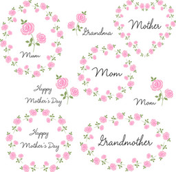 Rose flowers with hearts and white frame design Vector Image
