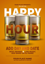 Happy hour party poster flyer design Royalty Free Vector