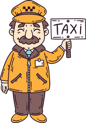 Happy taxi driver coloring page Royalty Free Vector Image