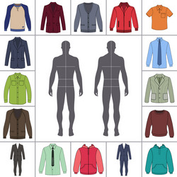 Set of animated mens vintage clothing isolated Vector Image