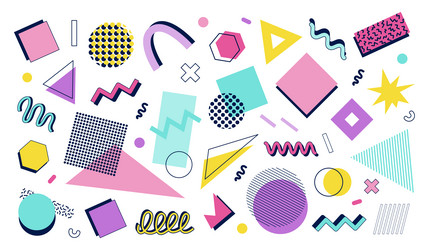 Set abstract geometric shapes memphis style Vector Image