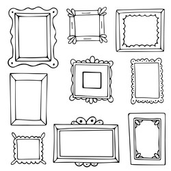 Set of hand drawn doodle frames squares borders Vector Image