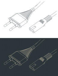 Us standard power cable isometric drawings Vector Image