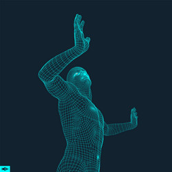 3d wire frame human bodyjumping flying figure Vector Image