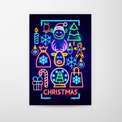 Christmas neon concept Royalty Free Vector Image
