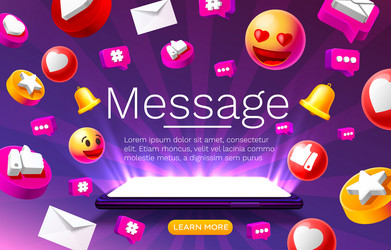 Message with many icons chat for communication Vector Image