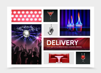 Realistic modern night party concept Royalty Free Vector