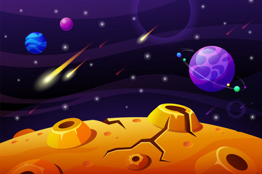 Astronomy concept telescope and hanging planets Vector Image