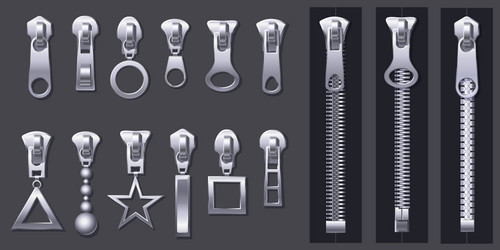 Zipper realistic set Royalty Free Vector Image