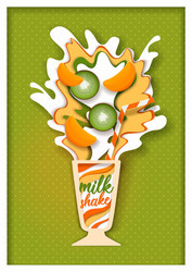 Paper cut cherry flavored milkshake Royalty Free Vector