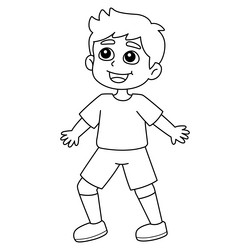 Happy boy isolated coloring page for kids Vector Image